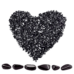 Twdrer 2lb/950g Small Natural Black Obsidian Tumbled Chips Crushed Stone Irregular Shaped Quartz Rock Healing Reiki Crystal Gemstone for Jewelry Making Garden Aquarium Vase Plant Decoration(Black)