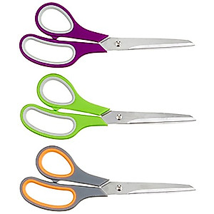 Amazon Basics Multipurpose, Comfort Grip, PVD coated, Stainless Steel Office Scissors - Pack of 3