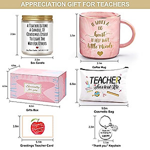 Teacher Gifts Thank You Gifts Basket for Women Teacher Appreciation Gifts Sets from Student Best Teacher Gifts Big Heart Pink Coffee Mug Graduation Gifts Cups Keychain Candle Gifts for Teachers Women2