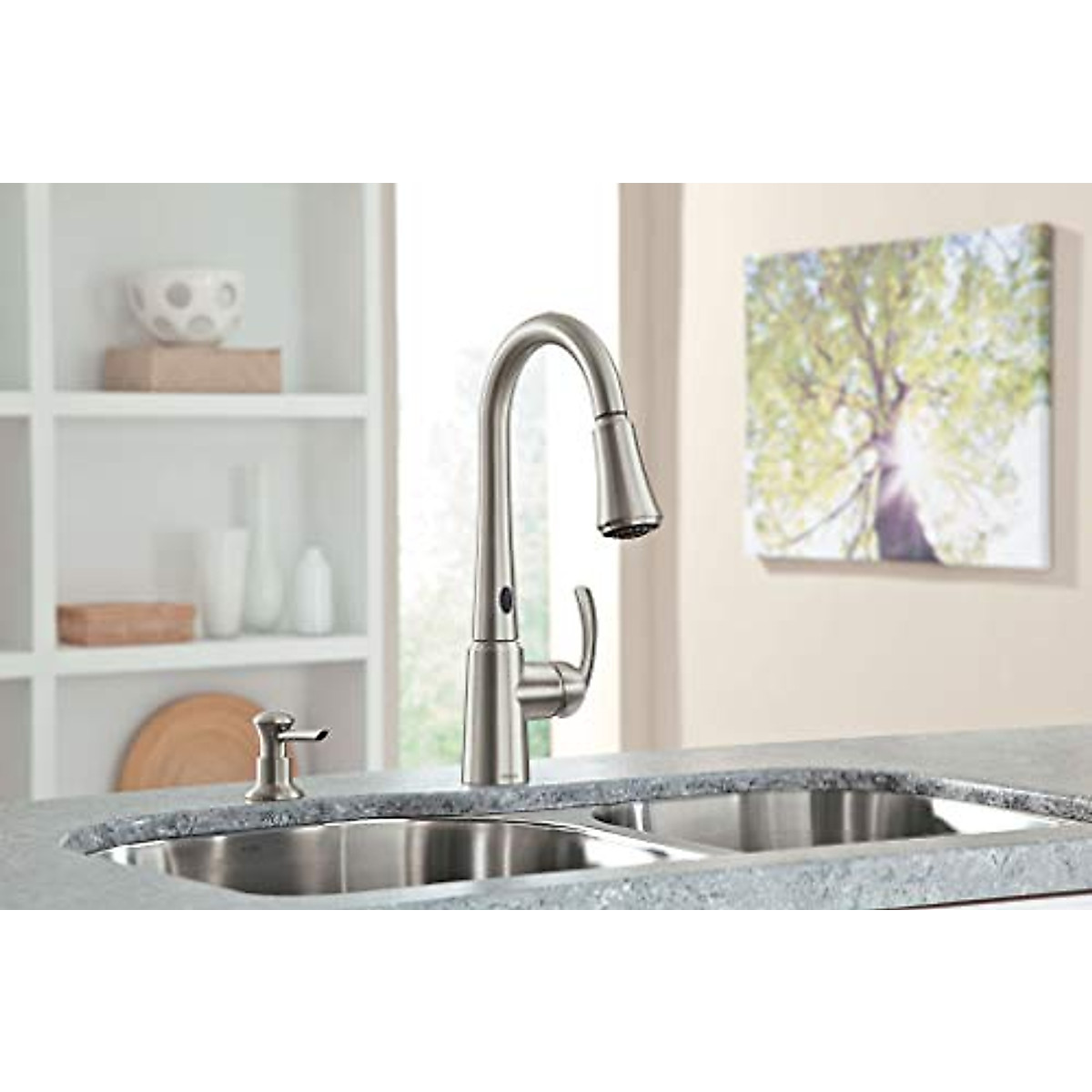 Moen 87359E2SRS Delaney One-Handle High Arc Pulldown Kitchen Faucet, Spot Resist Stainless