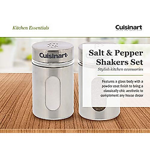 Cuisinart Salt and Pepper Shakers Set, 2.8 ounces - Easy to Fill Glass Salt and Pepper Shakers with Viewing Window - Great for Storing Salt and Pepper, Spices and Seasonings - Black
