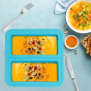 2pack Silicone Freezer Tray for Soup Cube Silicone Freezing Tray with Lid,Large Ice Cube Tray freezer Food Molds,Store Soup,Sauce,Leftovers - Makes Perfect cube storage Silicone Molds ice(2 CUP/2Pack)