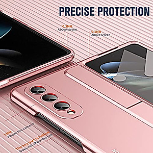 EAXER for Samsung Galaxy Z Fold 4 Case, Full Coverage Protection, Built in Screen Protector Pen Holder Stand Shockproof Rugged Case Cover (Pink)