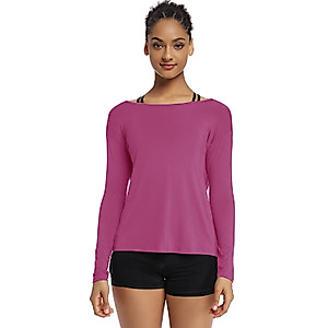 Muzniuer Women's Long Sleeve Yoga Shirts Workout Shirts Backless Cross Back Open Shirts Yoga Top Soft Fitness Shirts for Women Long Sleeve Running Shirts Rose Red M
