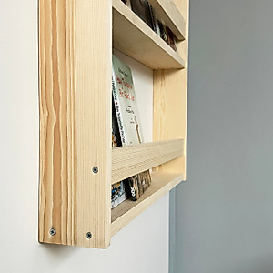 Ultimate Premium Products Floating Montessori Bookshelf, Space-Saver Nursery Book Shelves, Bookshelf for Kids Room, Hanging Shelf for Baby Nursery Room Decor, Spruce Wood Wall Nursery Bookshelf