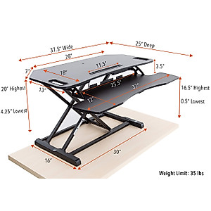 Flexpro Hero Corner Standing Height Adjustable 37 inch Desk Converter, for Cubicles & L-Shaped Desks, 2 Level Sit to Stand Workspace with Keyboard Shelf & Monitor Riser, (Black, 37 x 18 x 4.5 to 20)