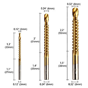 WEAVERBIRD Drill Bit Set - Step Drill Bit Set (3Pcs) and Serrated Drill Bit Set (3Pcs), Titanium Coated HSS Multifunctional Drill Set, 3-8mm Serrated Saw Drill Bit for Wood Metal Plastic