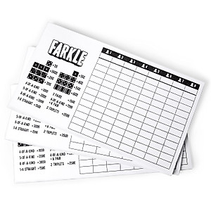 Brybelly Farkle Scorecards – Set of 75 Replacement Score Sheets for Farkle Dice Games for Up to 8 Players