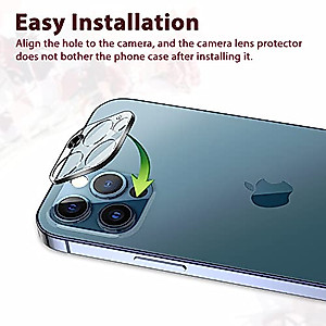 EGV [3 Pack Camera Lens Protector Compatible for iPhone 12 Pro Max 6.7-inch Tempered Glass [Easy Installation] [HD Clear] [Case Friendly]