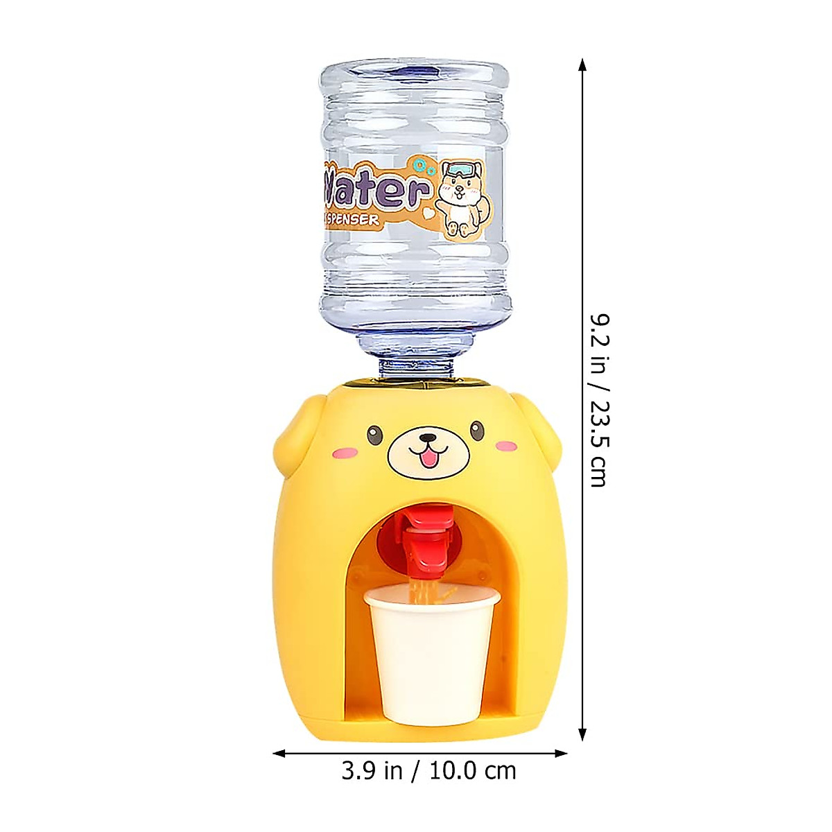 LUOZZY 2Pcs Mini Water Dispenser for Kids Cartoon Pig Dog Kids Water Machine Drinking Water Fountains Toys - Pink + Yellow