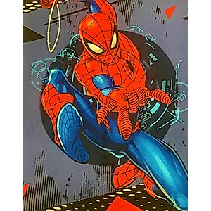 Marvels Spiderman on Building Fleece Throw Blanket 40 x 60 (Blue)