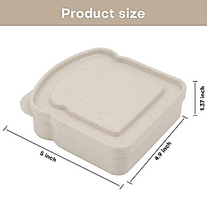 ATAMOW Sandwich Containers, 4 Pcs Sandwich Containers for Lunch Boxes with 10 Sheets Food Graffiti Stickers, Sandwich Box with Lid, BPA Free, Microwave & Dishwasher Safe(Beige