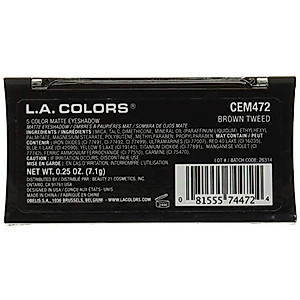 L.A. COLORS 5 Color Matte Eyeshadow Palette, Brown Tweed CEM472