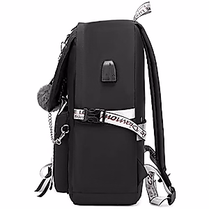 Spotted Tiger School Backpack for Girls Backpack with Lunch Box Aesthetic Backpack for Teen Girl Backpack School Bag Bookbag (Black)