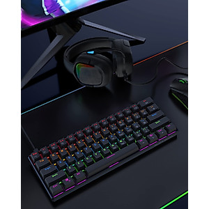 Black Shark Red Switch Mechanical Keyboard, 104 Keys Gaming Keyboard with RGB Backlit Quiet Computer Keyboard, All-Metal Panel, USB Wired Keyboard for PC Windows Mac Gamers