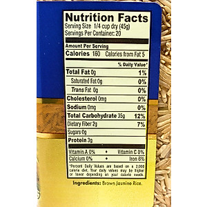 Golden Brown Jasmine Rice - Naturally Sourced Thai Fragrant Long Grain Gluten Free GMO free Vegan Kosher Halal Rice - 32OZ (2Lb)