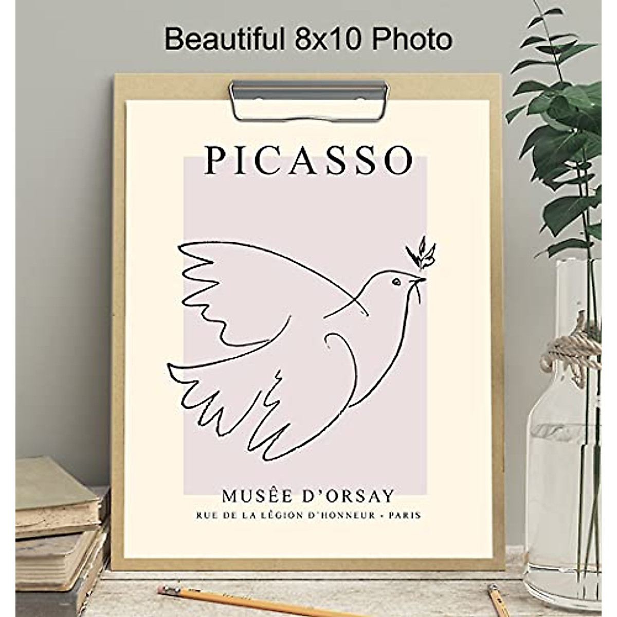Pablo Picasso Wall Art & Decor - Pablo Picasso Poster 8x10 - Picasso Wall Art - Dove of Peace Picasso - Pablo Picasso Prints - Gallery Wall Art - Museum Poster - The Impressionists Decor - Pink