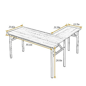 DlandHome Reversible L-Shaped Desk Large Corner Desk Folding Table Computer Desk Home Office Table Computer Workstation, White DND-ND11-WW