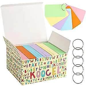Koogel 480 Pcs Colored Index Cards, 3 x 5 Inch Study Cards Colored Notecards on Ring Flash Cards for School Learning Memory Recipe Cards Game Card