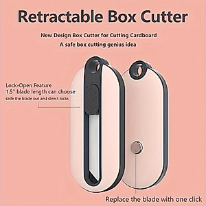 Box Cutter Retractable, Box Opener, Ceramic Box Cutter, Mini Box Cutter, Safety Box Cutter, Cute Box Cutter, Small Box Cutter For Women (Ceramic-Pink)