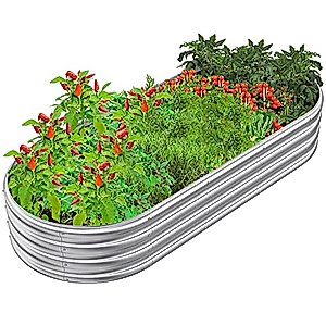 Mostmahes 6x2.3x1ft Galvanized Raised Garden Bed for Flowers, Outdoor Raised Planter Box, Backyard Metal Raised Garden Bed for Plant