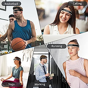 Sport Headband Bluetooth Headphones, Jimbobo Open Ear Wireless Headsets with HD Mic, TWS Stereo Sound Speakers, Adjustable Sweatband Earphones for Workout, Yoga, Running, Outdoor Sports, Black