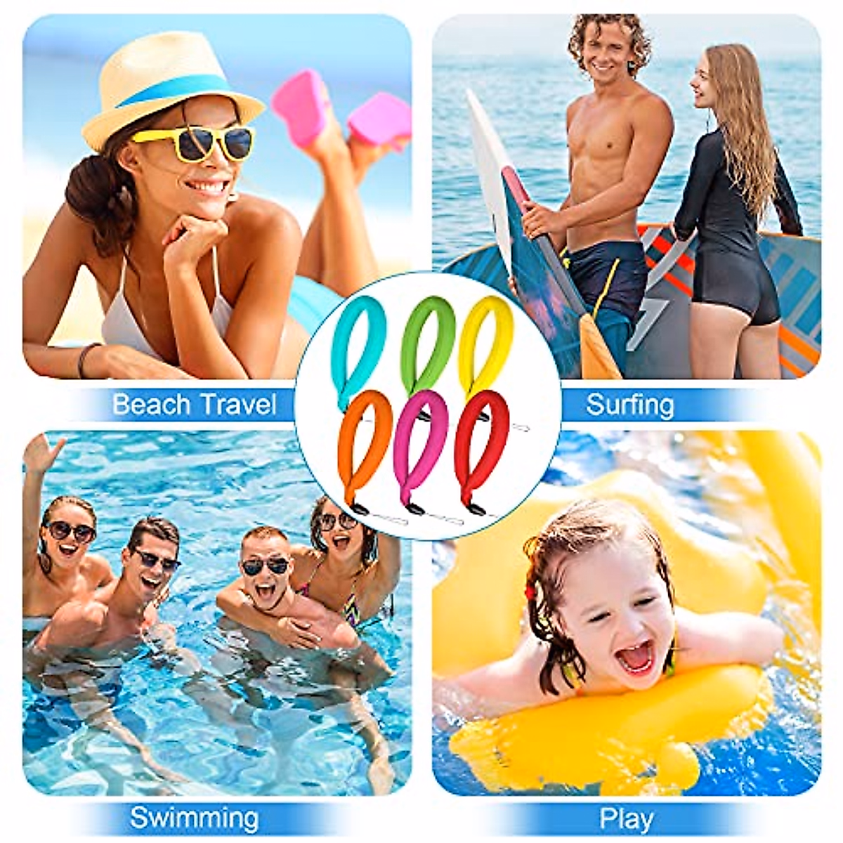 Weewooday 6 Pcs Floating Wrist Strap Waterproof Camera Phone Float Lanyard Foam Floating Band for Camera, Cell Phone, Waterproof Bag, 6 Colors