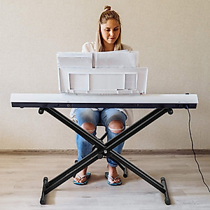 CAHAYA Adjustable Keyboard Stand Double Braced X Style Digital Piano Stand with Locking Straps for 61 76 88 Keys CY0245
