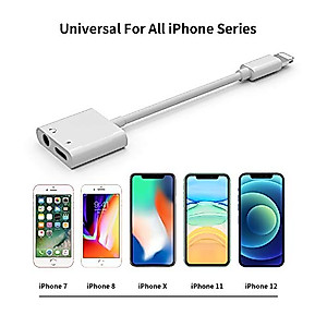 2pack,Converter Compatible for iPhone Headphone Adapter Compatible with Lightning to 3.5mm AUX Audio Jack and Charger Dongle Earphone Splitter 11 12 pro xs xr x 8 for Ipad charging connector for Apple