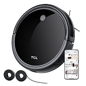 TCL Sweeva 2000 Robot Vacuum Cleaner Ultra Slim 2.76inch, 2000Pa Suction for Pet Hair, Hard Floor & Medium-Pile Carpets, 150mins Runtime, Washable Filter, WiFi & Alexa/Google Enabled