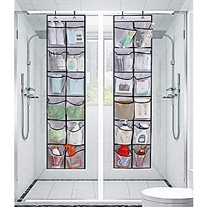 MISSLO Over The Door Shoe Organizer 12 Large Mesh Pockets Hanging Narrow Closet Door, White, 2 Pack