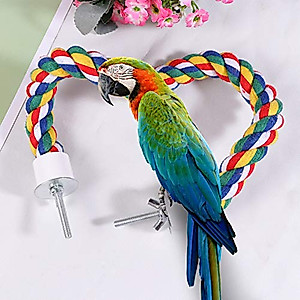 Hemobllo Bird Rope Perch, Colorful Parrot Cotton Rope Bird Perch Stand Climbing Rope Bird Toys Rope Perch Pet Bird Parrot Chewing Toy for Parrots Cockatiels Parakeets Budgie Cages