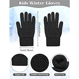 3PCS Kids Winter Hat Scarf Gloves Set Knit Thick Warm Toddler Pompom Beanie Neck Warmer for Girls Boys