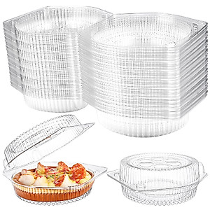 Yoiemivy 40 Pcs 8'' Disposable Pie Containers with Lids Clear Plastic Pie Carrier Round Pie Keeper Storage Dessert Carrier Clamshell Takeout Food Containers for Doughnut Cookies Salad Fruit Vegetable