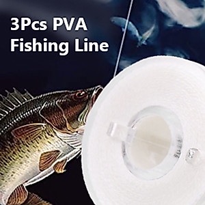 Water Soluble Line,PVA Bait Line,Water Soluble PVA White Bait Line Funnel System, 20m Fishing String Tape Tool Accessory, for Binding Fishing Bait Bags(3pcs), PVA Bait Line,Water Soluble Line,Wat