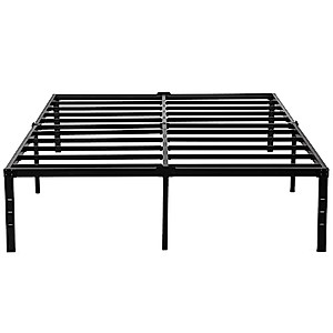 LIJQCI 16 Inch King Bed Frame –Heavy Duty Metal Platform Bed Frame Steel Slat Support 3000 lbs No Box Spring Needed, Non Slip, Noise Free Base Bed Black King Size