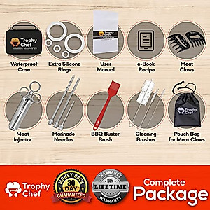 Meat injectors for smoking – Professional Turkey injector syringe kit with Case, Stainless Steel Turkey Injector Marinade, Brisket smoker grill Food Injector Syringe Kit - BBQ Injector 2-oz Large