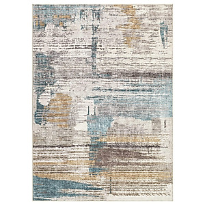 8x10 Rugs for Living Room: Large Modern Washable Super Soft Abstract Area Rug Neutral Contemporary Low Pile Carpet for Bedroom Dining Room Nursery Home Office Decor - Blue/Grey/Gold