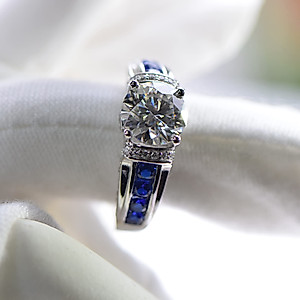 SZJINAO Moissanite Engagement Rings 0.8-2CT 18K White Gold Plated 925 Silver Rings for Women D Color Moissanite Diamond Wedding Ring,With GRA Certificate (2ct Moissanite, 7)