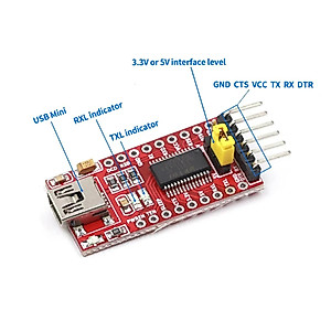HiLetgo FT232RL Mini USB to TTL Serial Converter Adapter Module 3.3V/5.5V