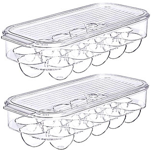 SANNO SANNO Produce Saver Refrigerator Organizer Bins with Lids Refrigerator Egg Holder Tray Stackable Covered Egg Tray Holder