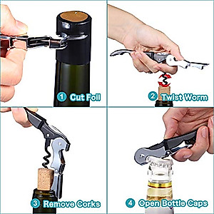 Coosion Waiter's Corkscrew, Wine Opener with Foil Cutter, Waiter's Friend, Professional Wine Key for Servers, Bottle Opener, Beer Opener, Wine Accessory (5 Pack)