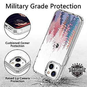 ICEDIO for iPhone 14 Case with Screen Protector - Clear with Fashionable Trendy Patterns-Designed for Girls and Women - Slim Fit Cover - Protective Phone Case 6.1” - Cute Trees Floral Flower