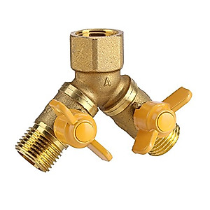 Yosoo 2 Way Brass Double Tap Adapter Garden Hose Connector Splitter G1/2 inch Outside Garden Irrigation Tap Adaptor and Hose Dual Faucet Connector