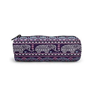 Aieefun Tribal Ethnic Elephant Cylinder Pencil Case Holder Zipper Large Capacity Pen Bag Pouch Stationery Cosmetic Makeup Bag