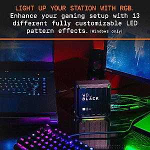 WD_BLACK 1TB D50 Game Dock NVMe SSD Solid State Drive, RGB with Thunderbolt 3 Connectivity, Up to 3,000 MB/s - WDBA3U0010BBK-NESN