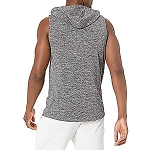 Amazon Essentials Men's Tech Stretch Sleeveless Hoodie, Black Space Dye, Large