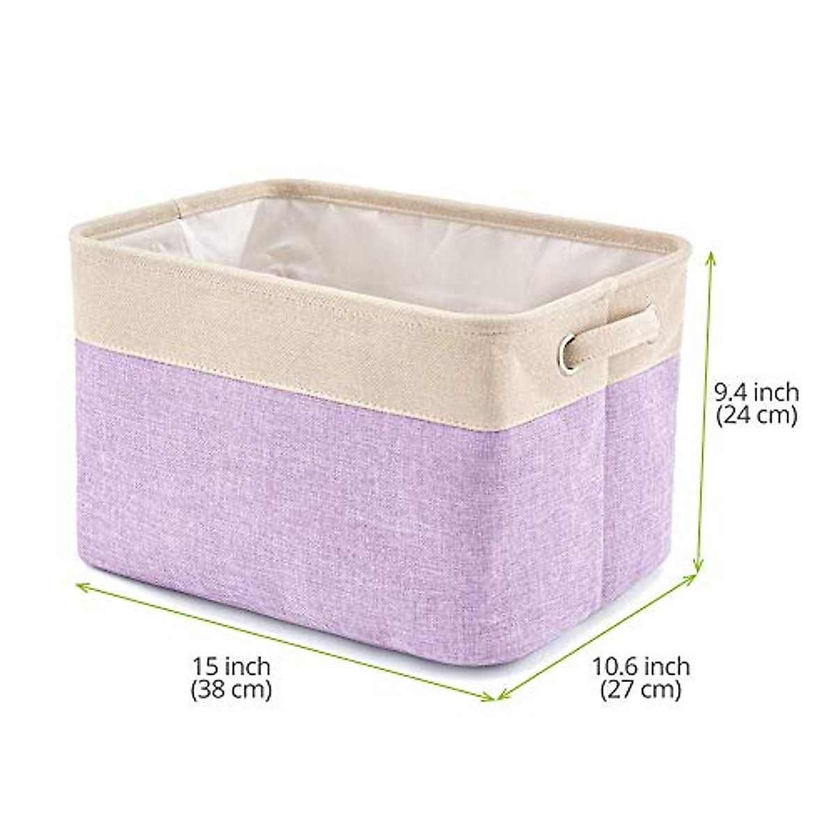 EZOWare Set of 3 Large Canvas Fabric Tweed Storage Organizer Cube Set W/Handles for Nursery Kids Toddlers Home and Office - 15 L x 10.5 W x 9.4 H -Mixed Crème