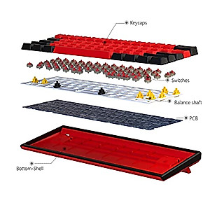 BOYI Wired 60% Mechanical Gaming Keyboard,Mini RGB Cherry MX Switch PBT Keycaps NKRO Programmable Type-C Keyboard for Gaming and Working (Black Red Rose Color,Cherry MX Blue Switch)