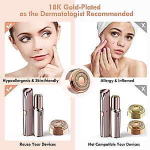 Gurelax Replacement Heads for Facial Hair Remover, Gen 2 Replacement Blades Intended for Finishing Touch Flawless Hair Removal, Painless Razor Head for Face with Flannel Bag